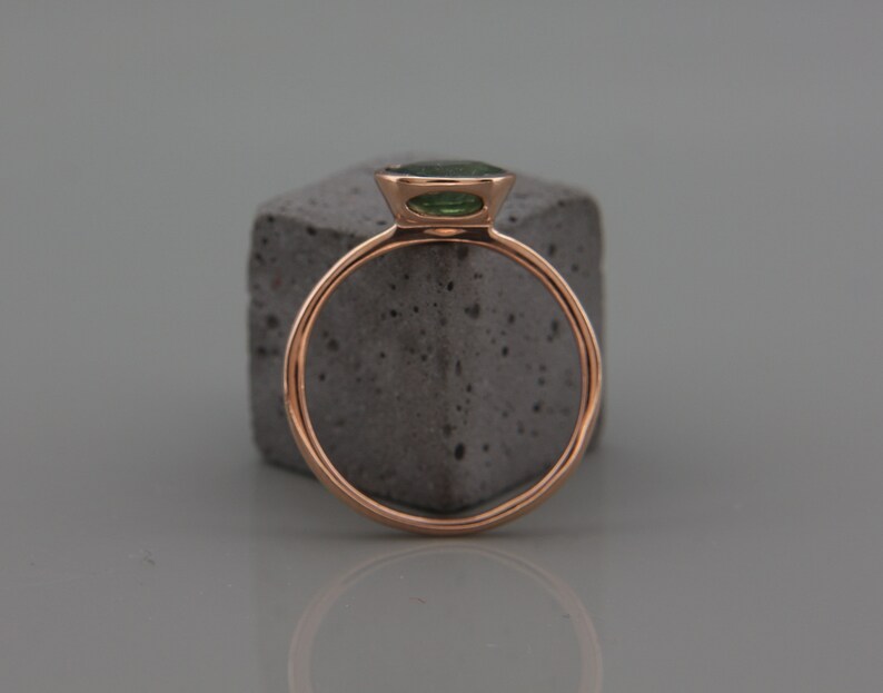 Rose Gold Ring Set With Green Sapphire handmade Solid 14k - Etsy