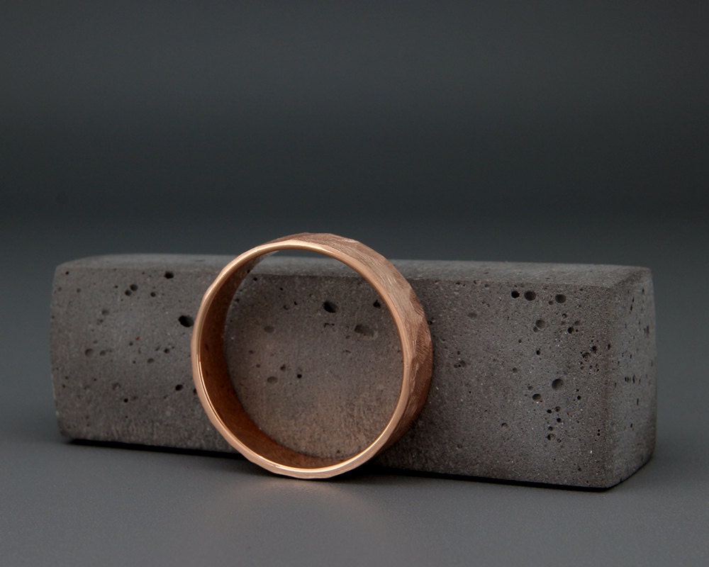 14K Rose Gold Men's Wedding Ring Handmade Solid 14k Rose | Etsy