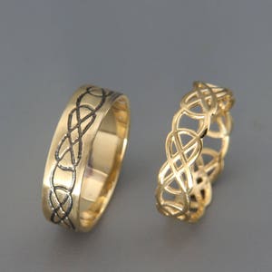 14K White Gold Celtic Knot Wedding Rings Set | Handmade 14k White Gold ...
