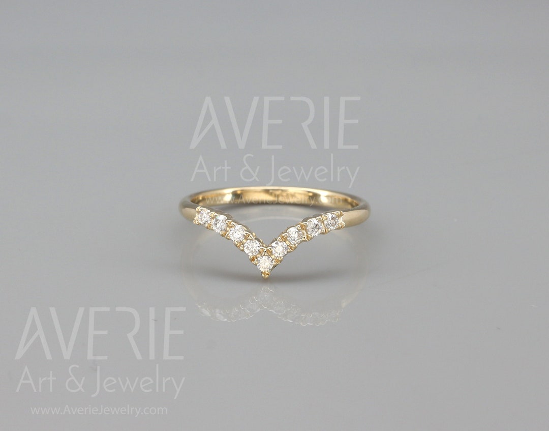 14K Gold Wish Bone Wedding Ring Set With Diamonds | Diamond Wishbone ...