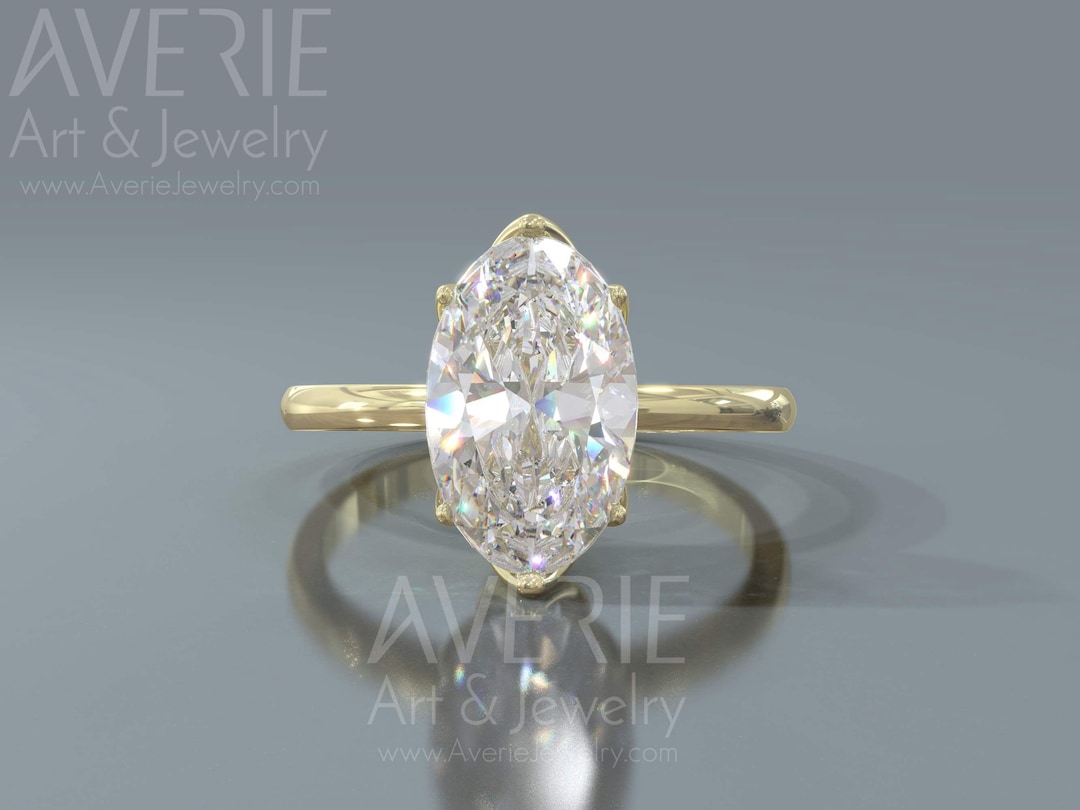 Oval Diamond Engagement Ring | 14k Gold Solitaire Engagement Ring Set ...