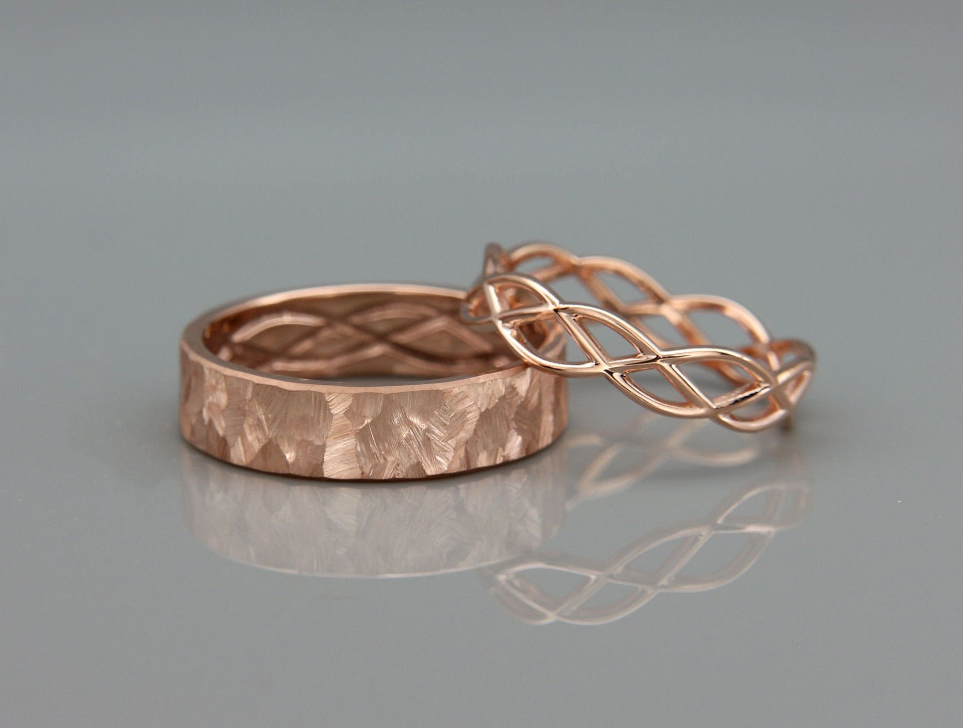 14K Rose Gold Celtic Wedding Rings Set Handmade 14k rose | Etsy