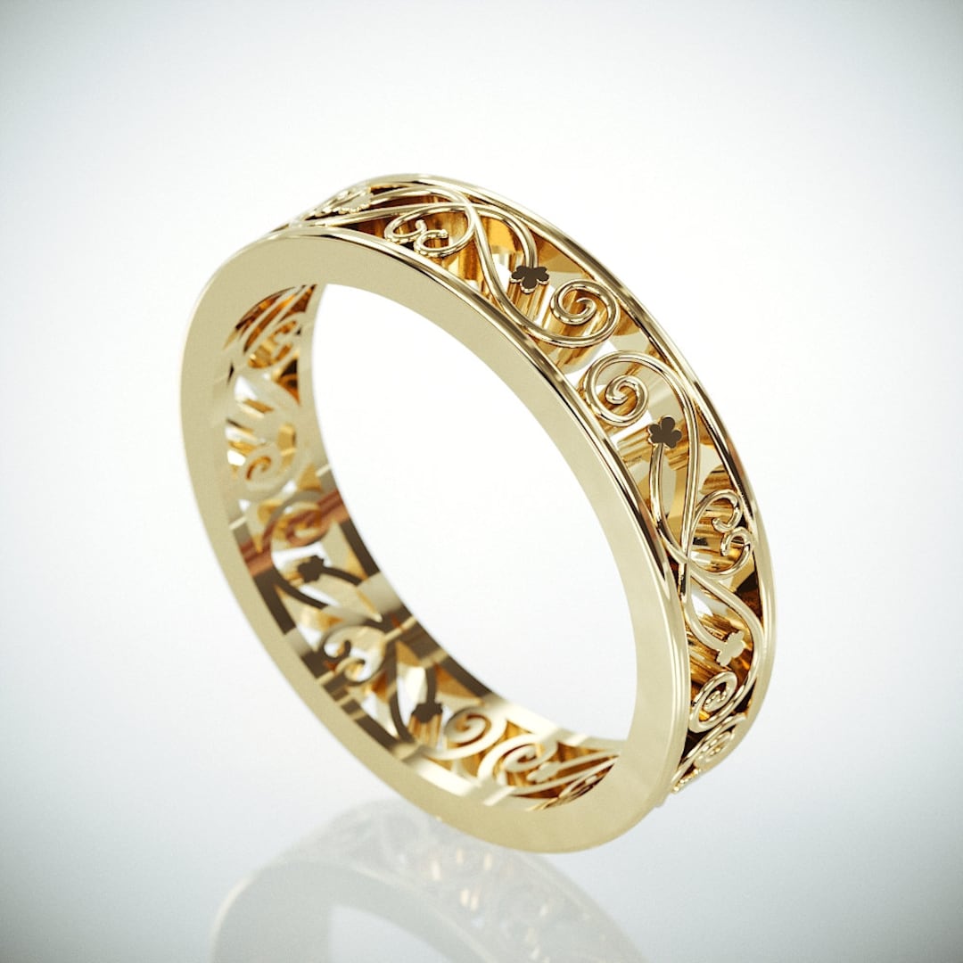 14k Gold Filigree Wedding Ring | 14k Gold Lady's Wedding Ring in ...