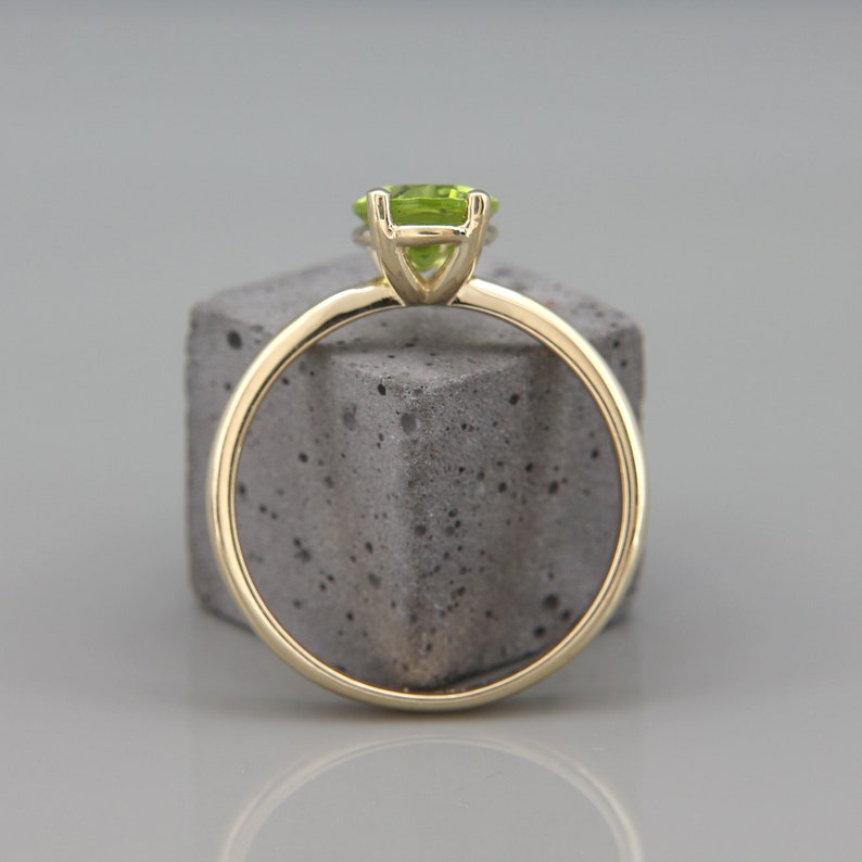 14k Gold Peridot Ring Solid Gold Peridot Solitaire Ring | Etsy