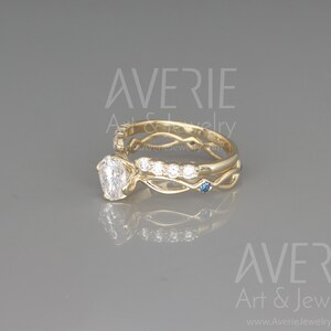 14K Gold Open Shank Wedding Ring Set With Diamonds | Handmade Diamond ...