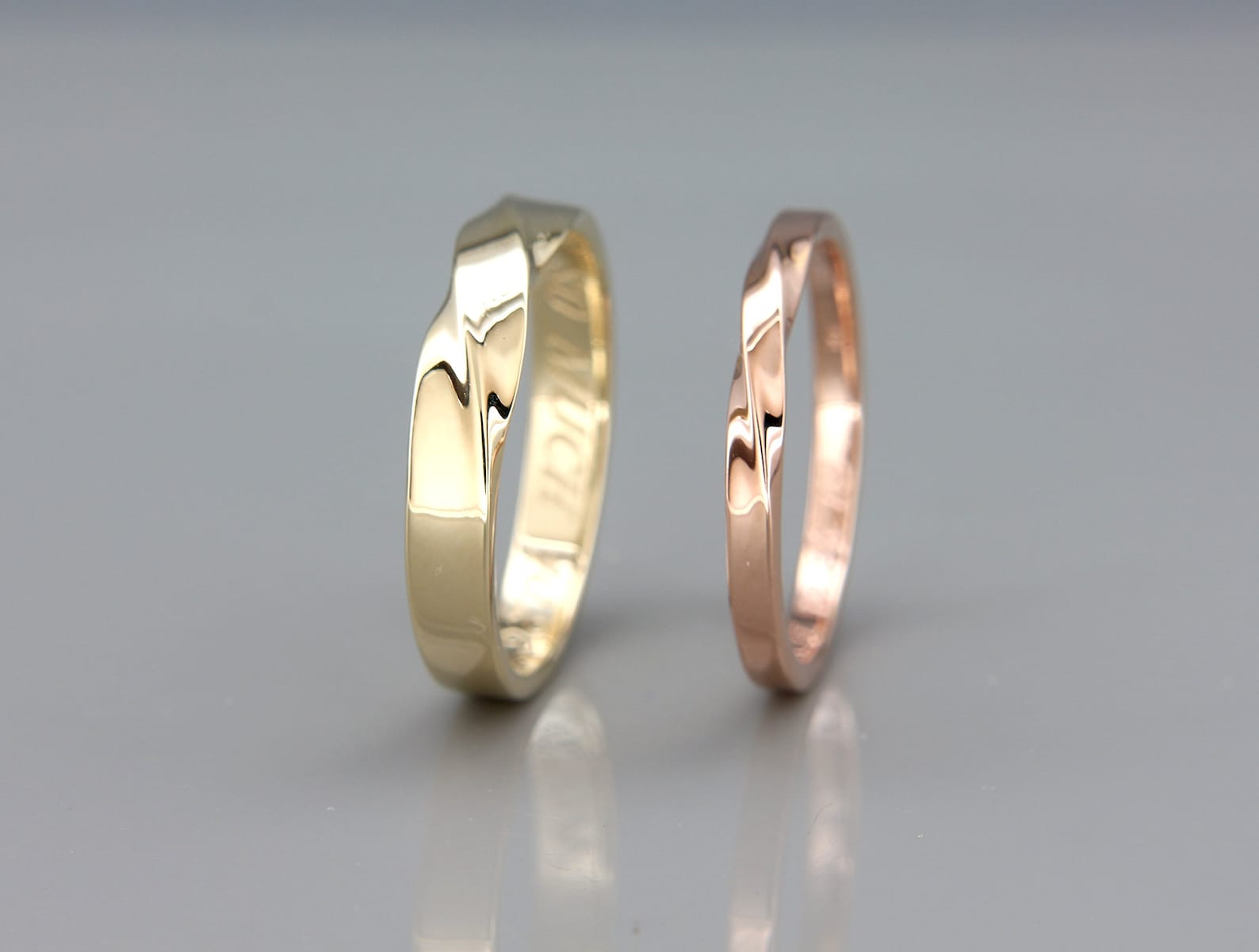 14k Rose & Yellow Gold Mobius Rings Set Ring Set | His and Hers Mobius ...