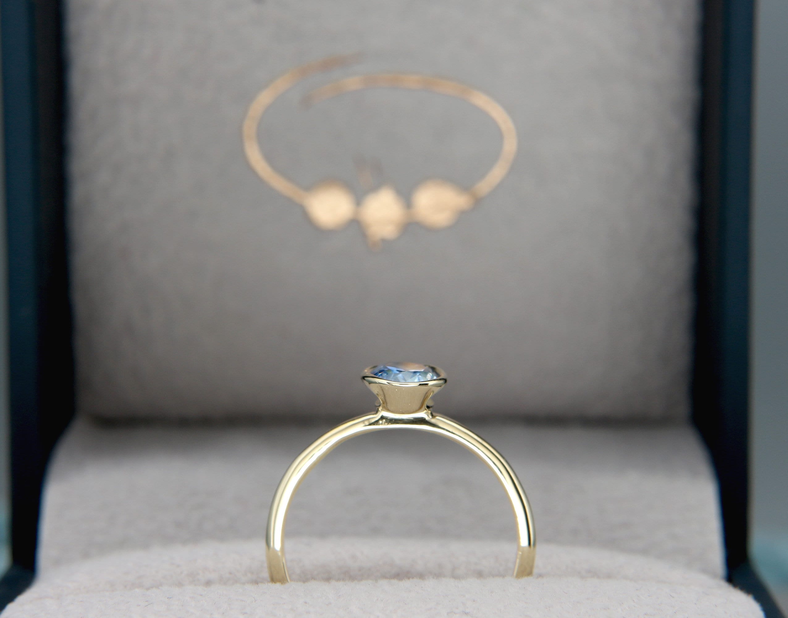 14k Gold Ring Set With Light Blue Sapphire Handmade Solid | Etsy