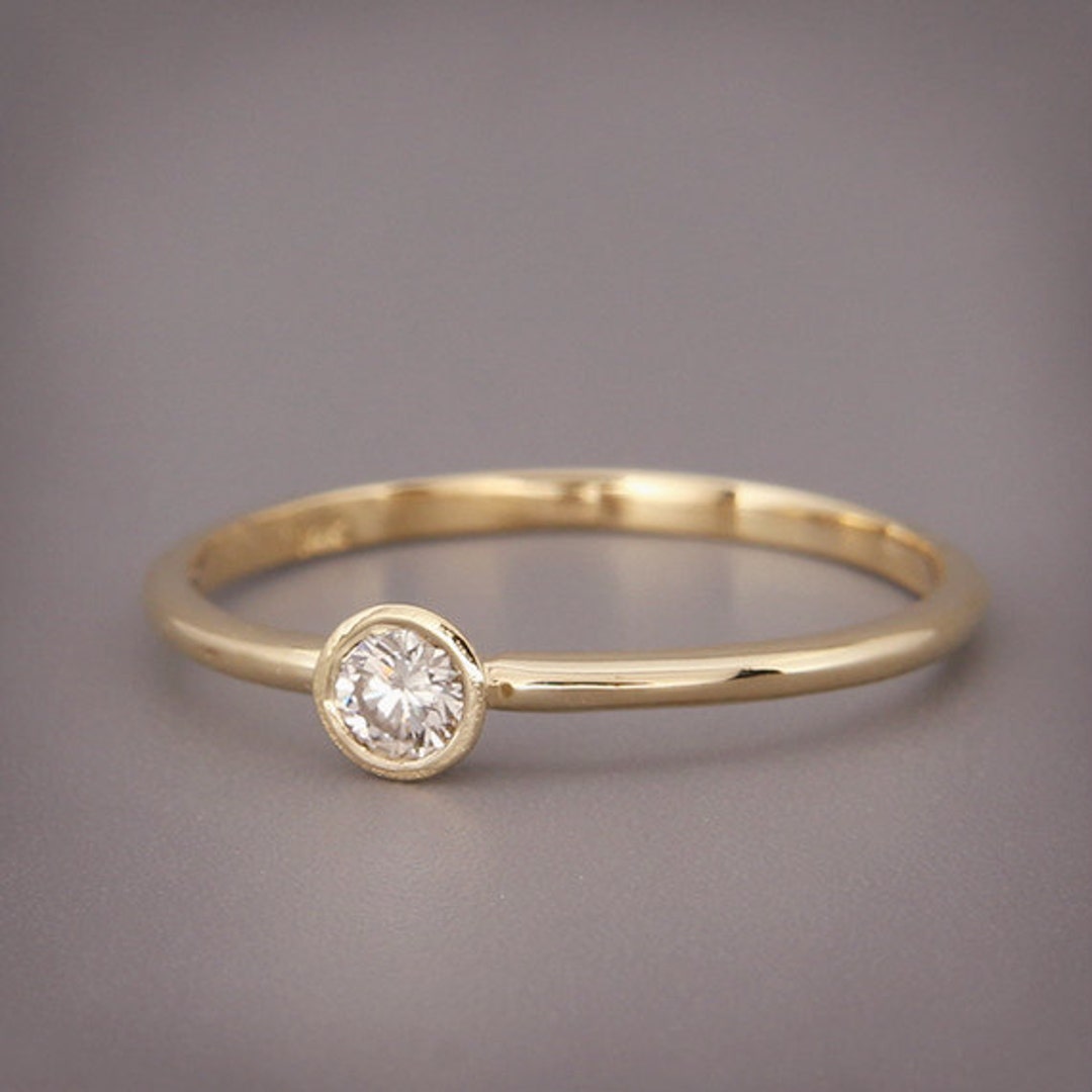 14k Diamond Engagement Ring 14k Gold Statement Ring Set With Diamond ...
