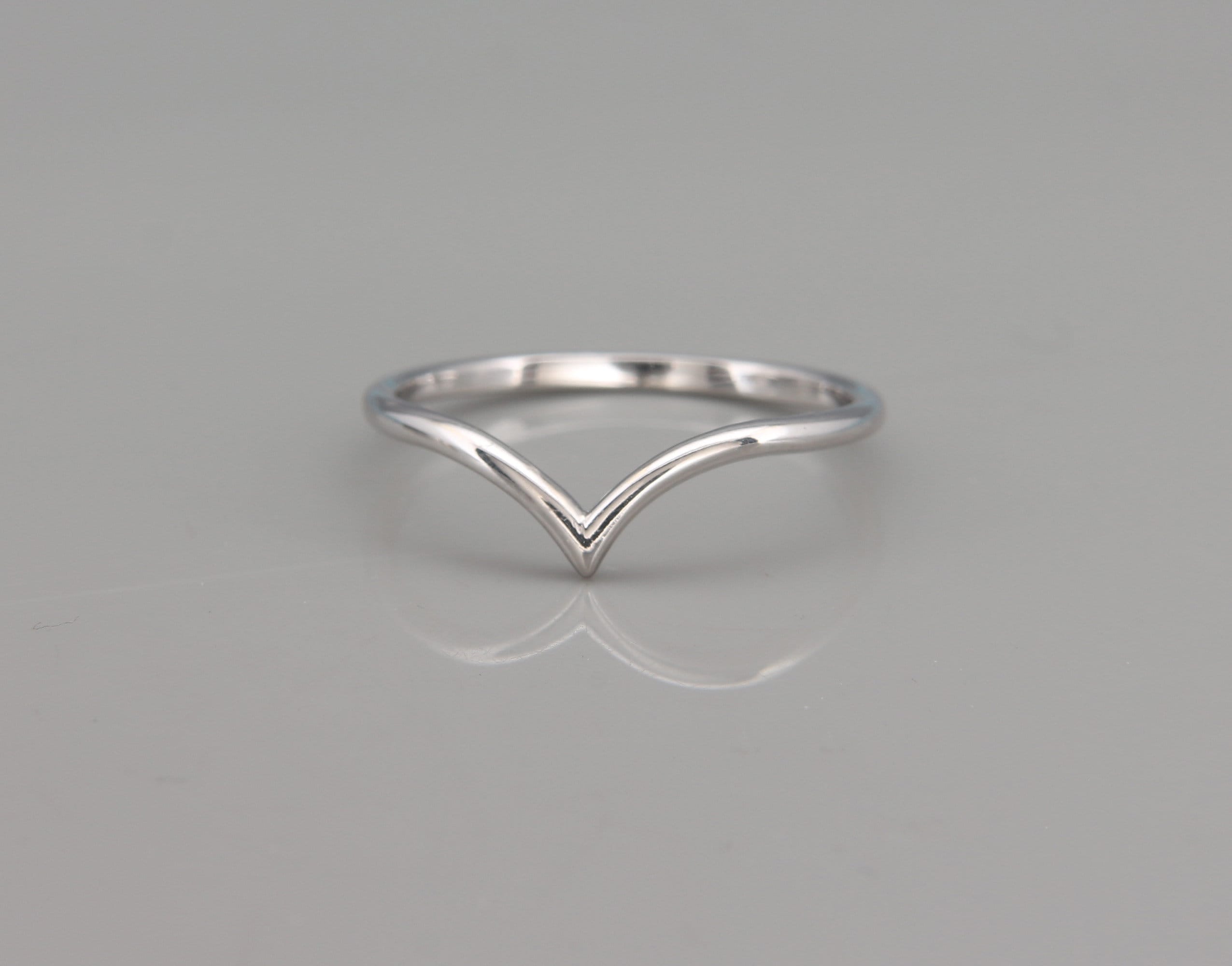 14K White Gold Wish Bone Wedding Rings Set | 14k White Gold Wish Bone ...