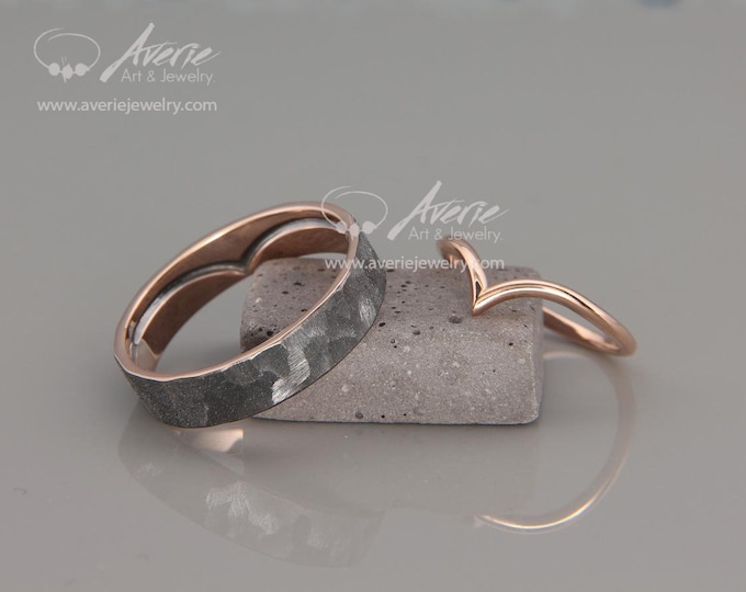 14K Rose Gold Wish Bone Wedding Rings Set 14k Rose Gold | Etsy