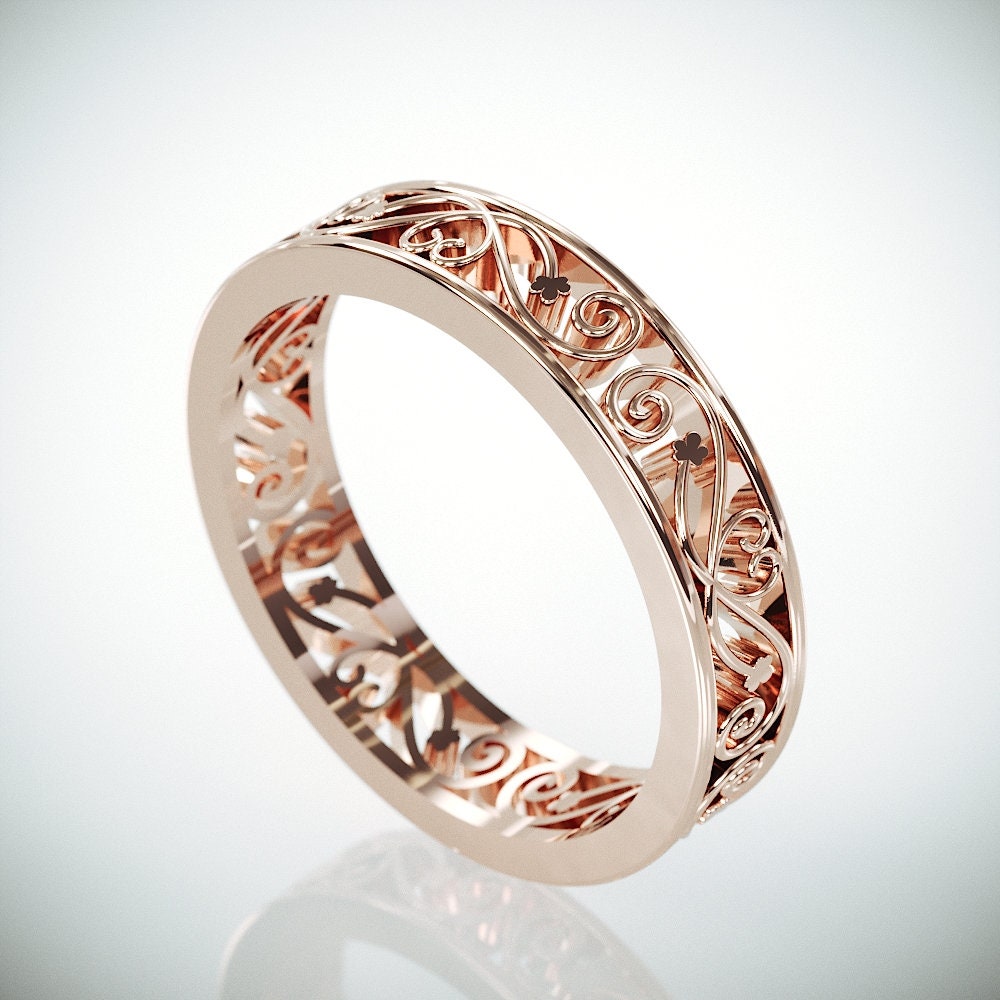 14k Gold Filigree Wedding Ring 14k Gold Lady's Wedding - Etsy Israel
