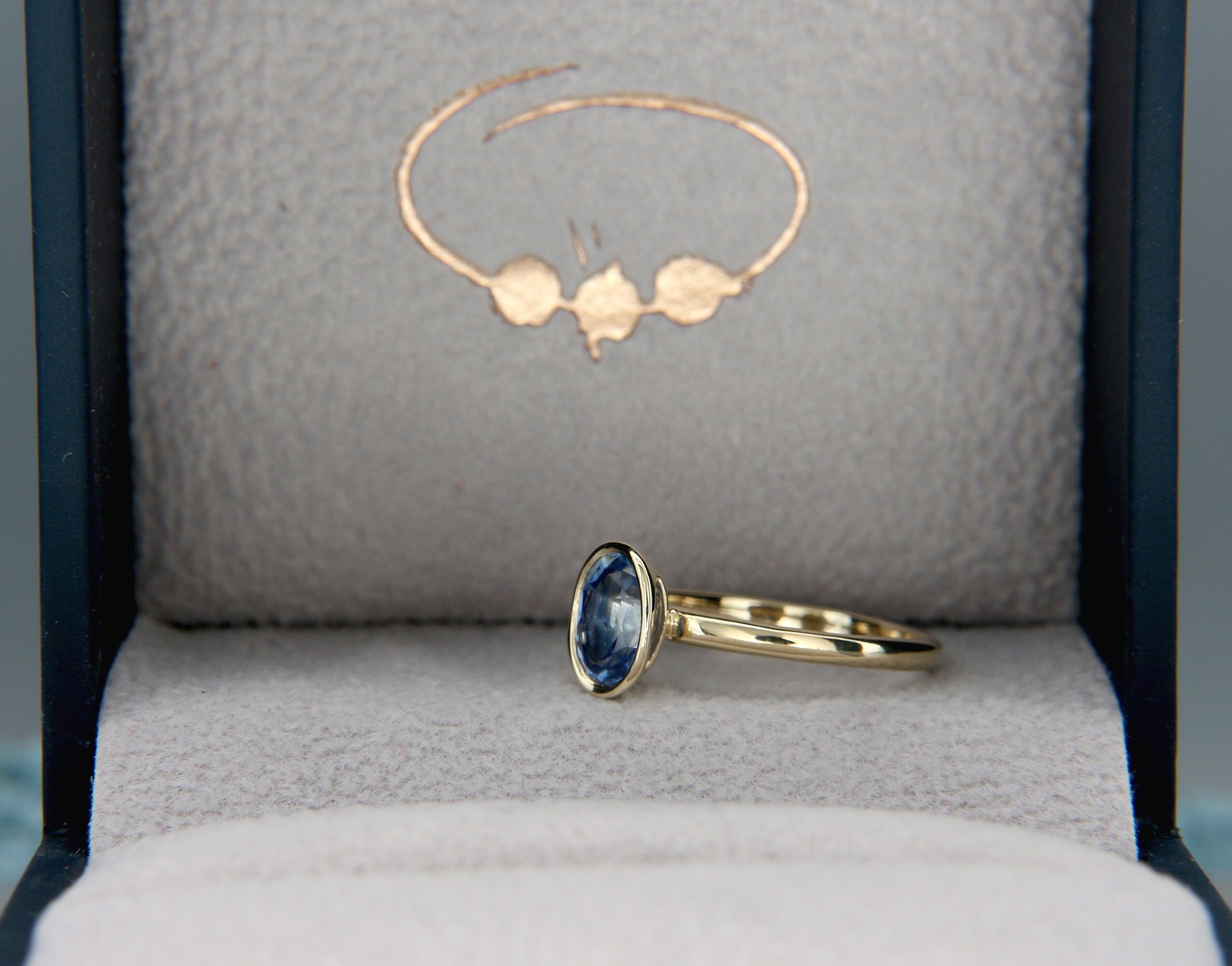 14k Gold Ring Set With Light Blue Sapphire Handmade Solid | Etsy