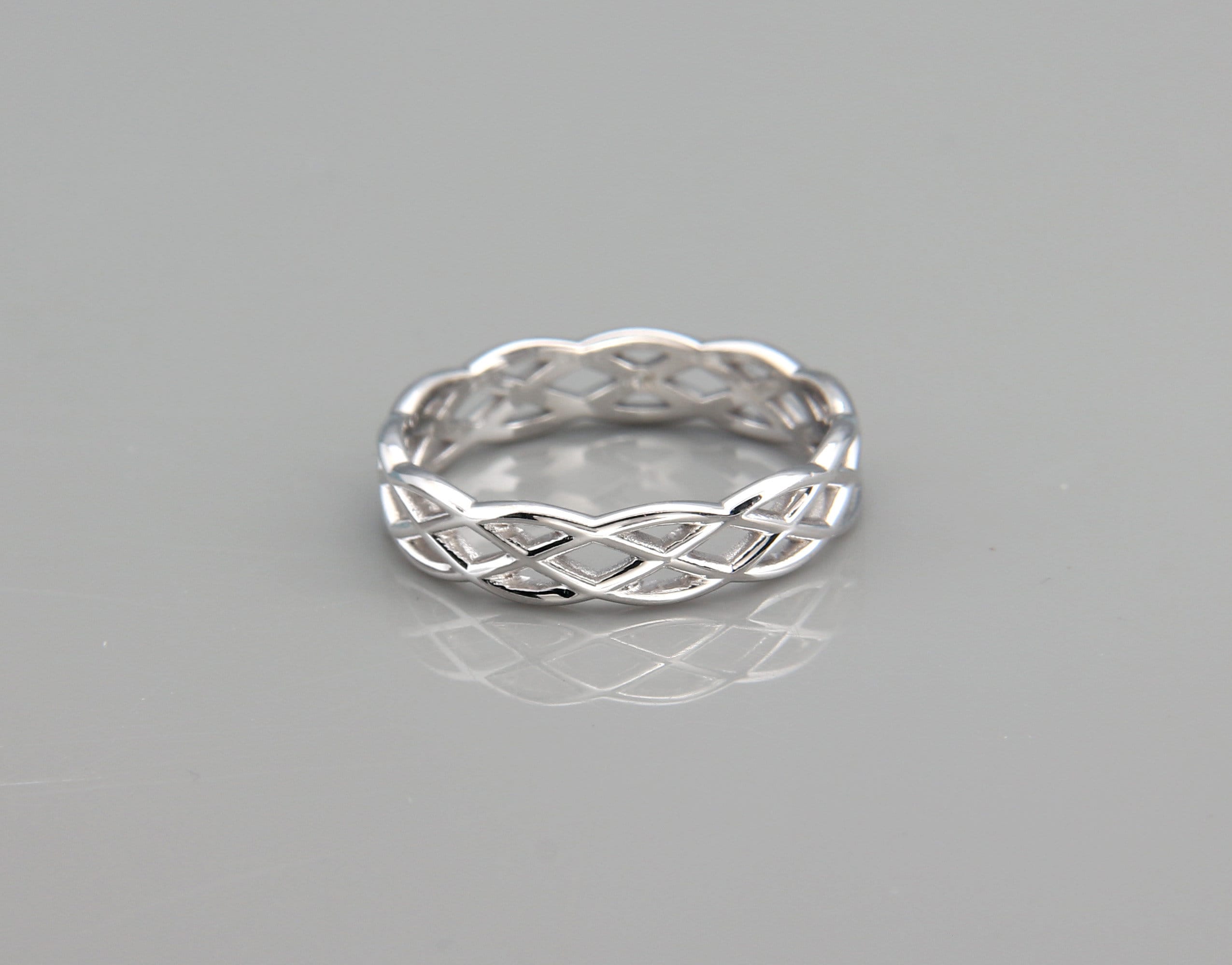 14K White Gold Celtic Women Wedding Ring Handmade Solid 14k | Etsy