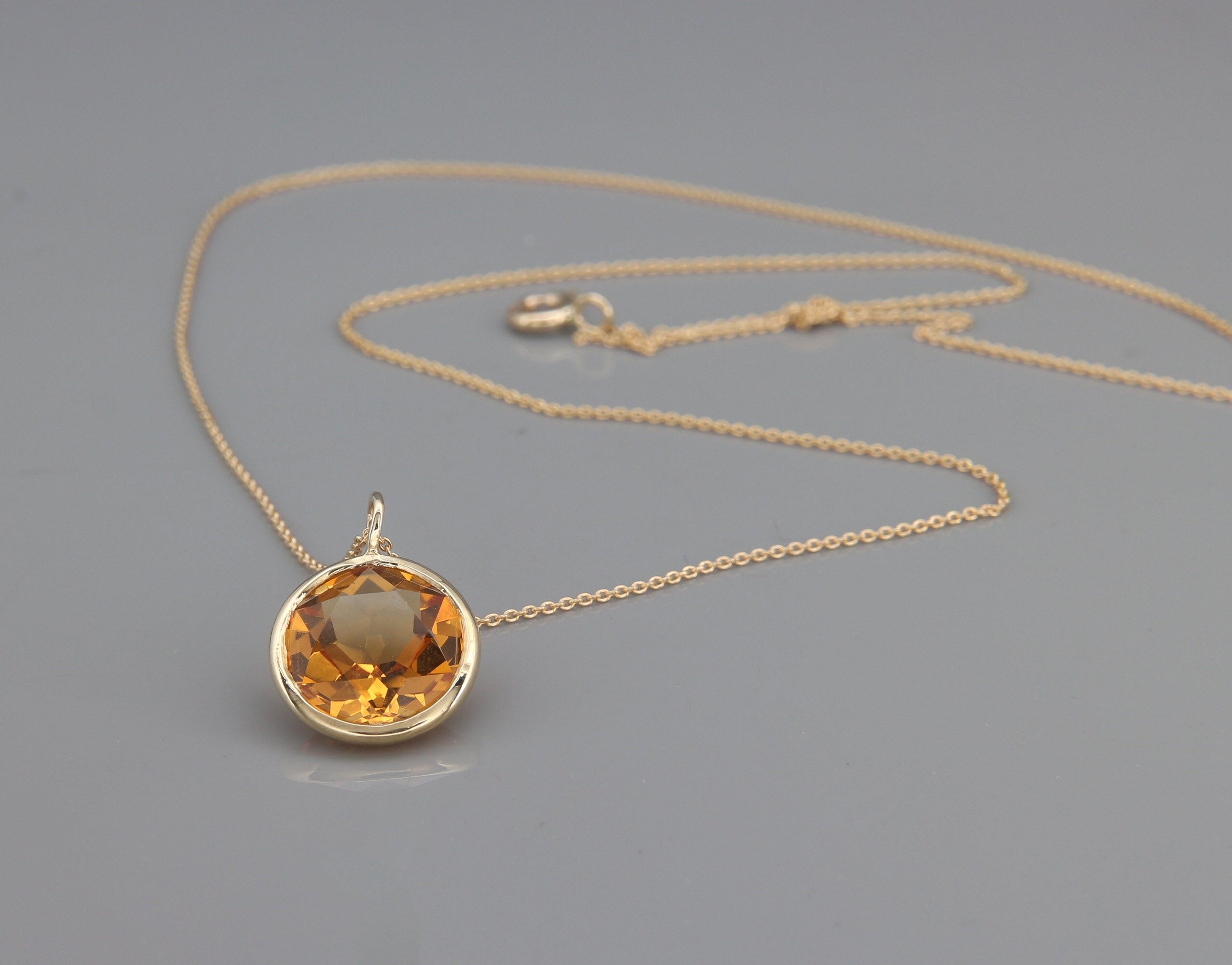 14K Gold Citrine Necklace With Hidden Star of David | Citrine Star of ...