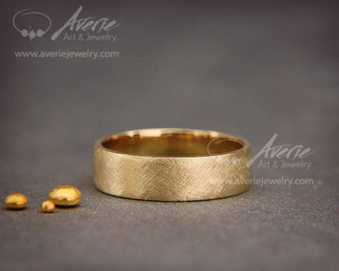 14k Gold Men's Wedding Band in Rustic Style Solid 14k Gold Handmade ...