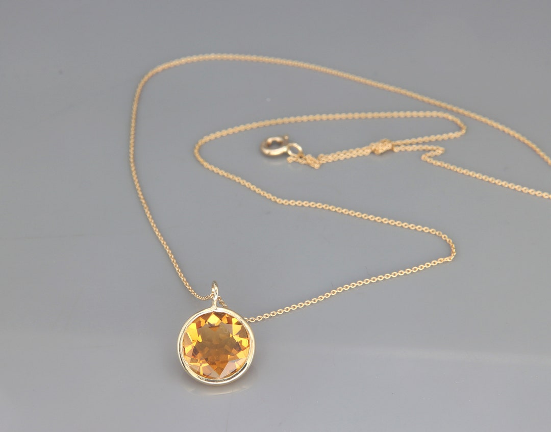 14K Gold Citrine Necklace With Hidden Star of David | Citrine Star of ...
