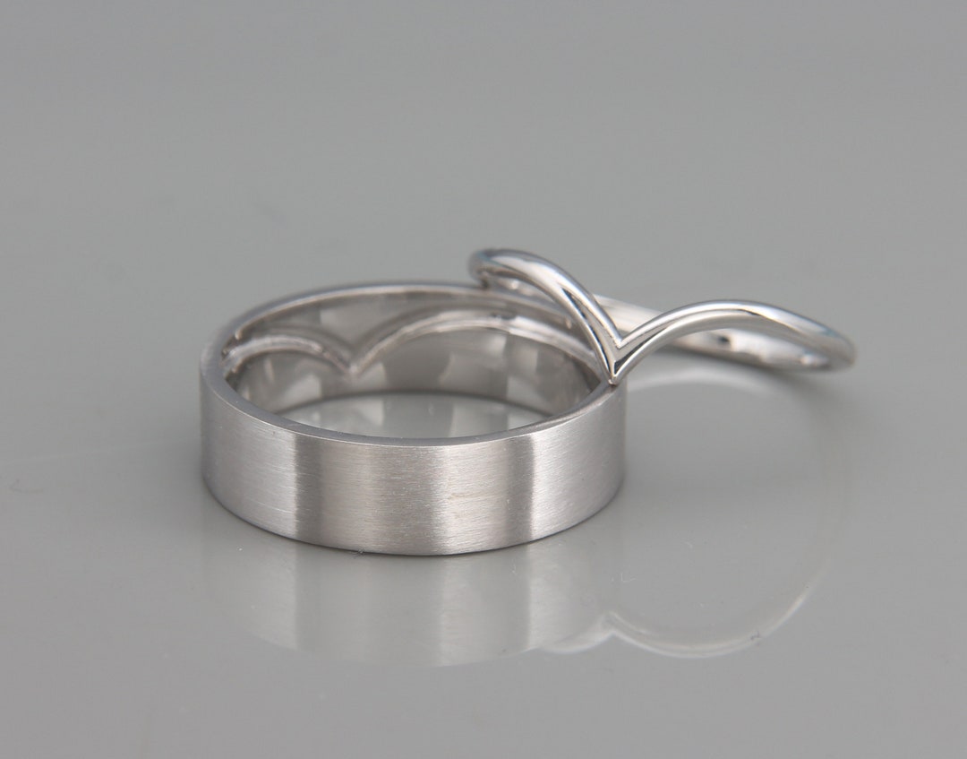14K White Gold Wish Bone Wedding Rings Set | 14k White Gold Wish Bone ...