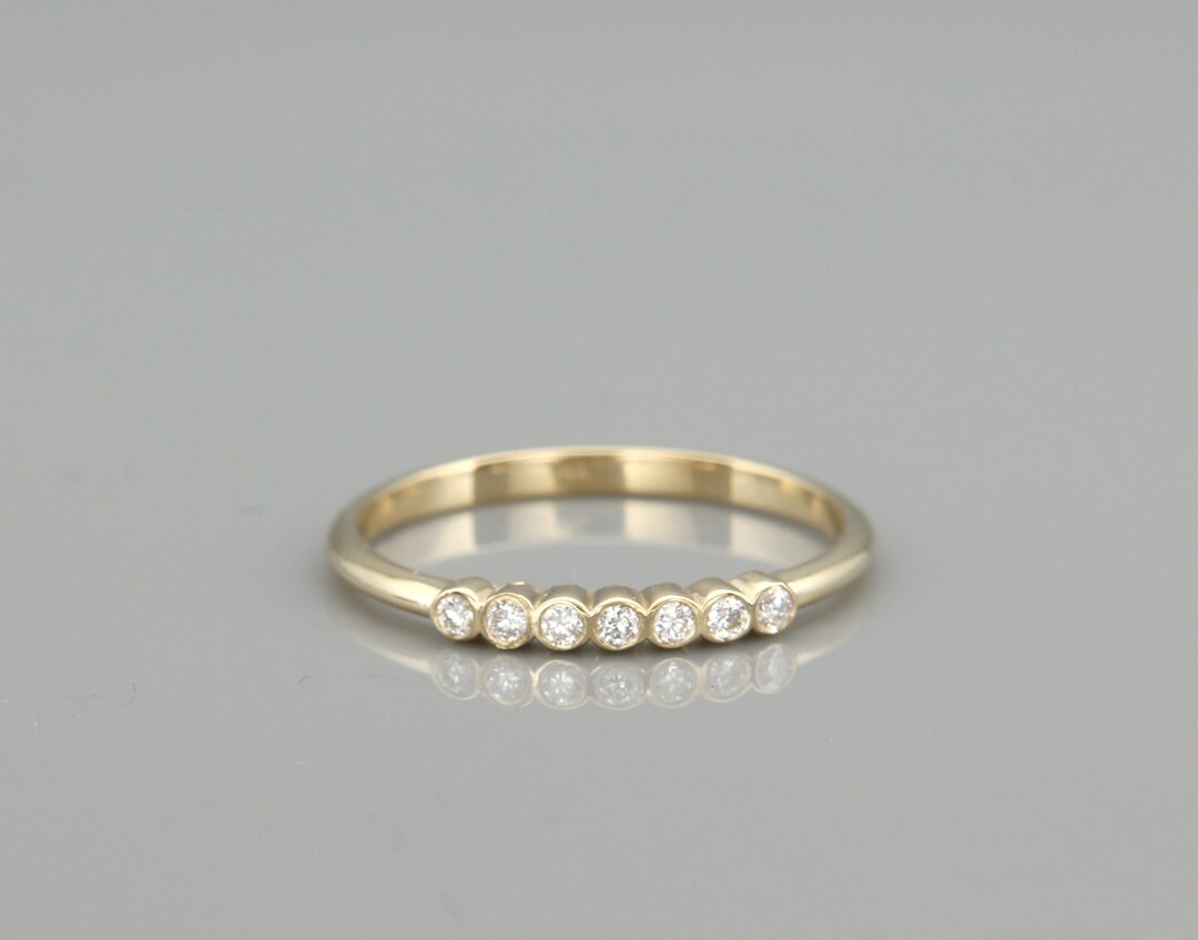 Diamond Stackable Ring | 14k Solid Gold Diamond Stacking Ring | Petite ...