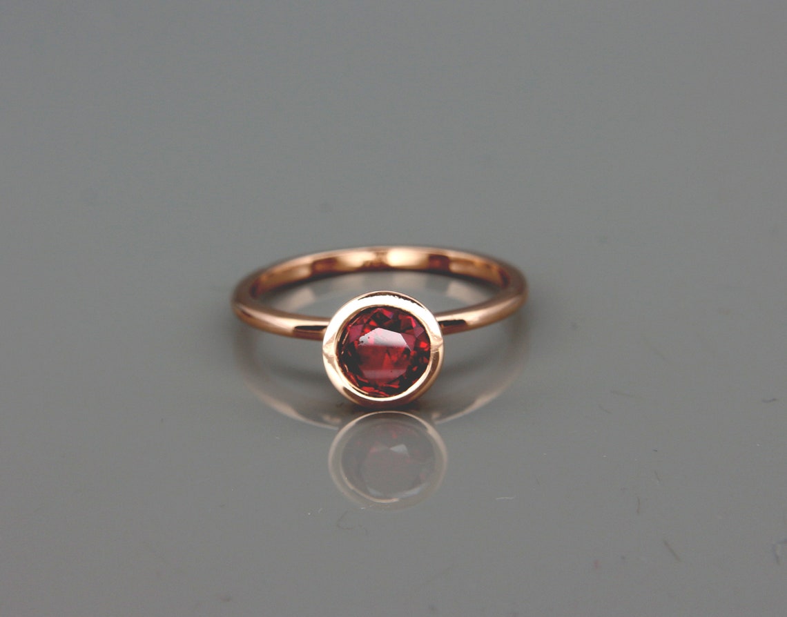 Natural Garnet Stacking Ring 14k Rose Gold Garnet Ring - Etsy