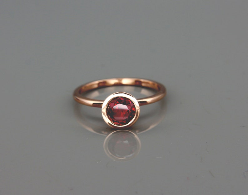 Natural Garnet Stacking Ring 14k Rose Gold Garnet Ring - Etsy