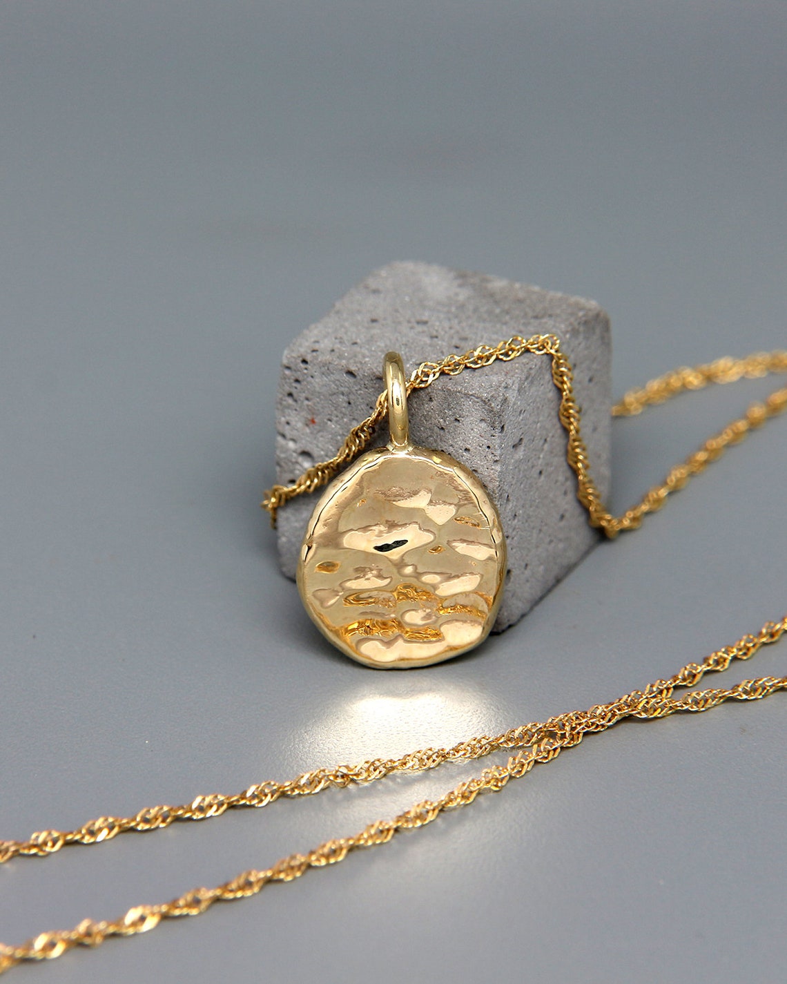 Solid 14K Gold Nugget Necklace | 14k Recycled Gold Necklace With a Big ...