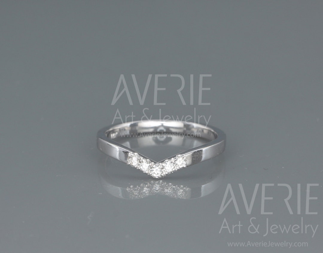 14K White Gold Wish Bone Wedding Ring Set With Diamonds | Diamond ...