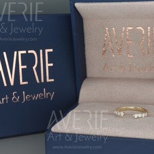 14K Gold Open Shank Wedding Ring Set With Diamonds | Handmade Diamond ...