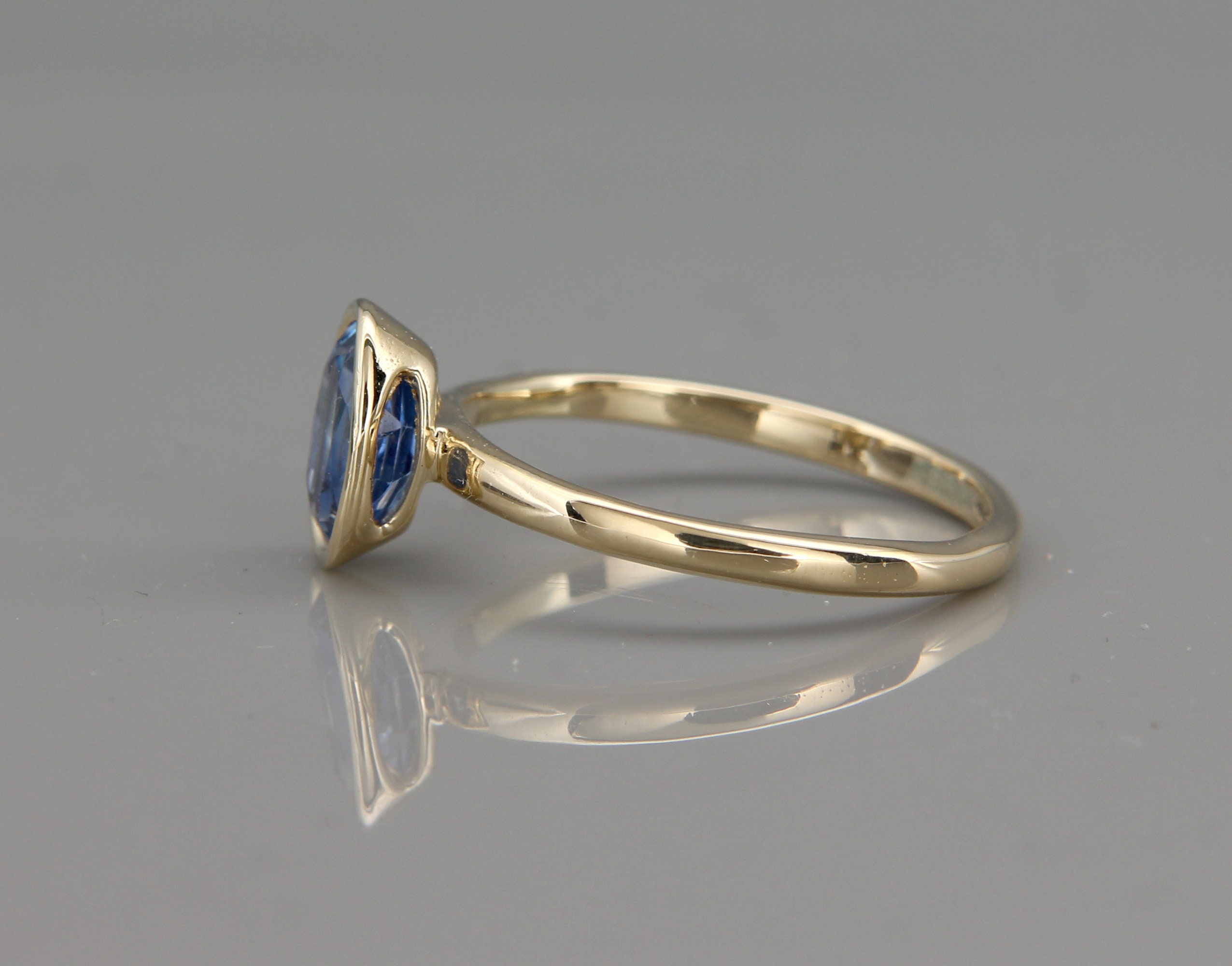 14k Gold Ring Set With Light Blue Sapphire Handmade Solid | Etsy