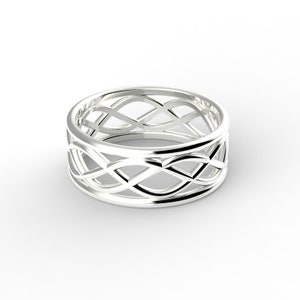 14K White Gold Celtic Women Wedding Ring | Handmade Solid 14k White ...