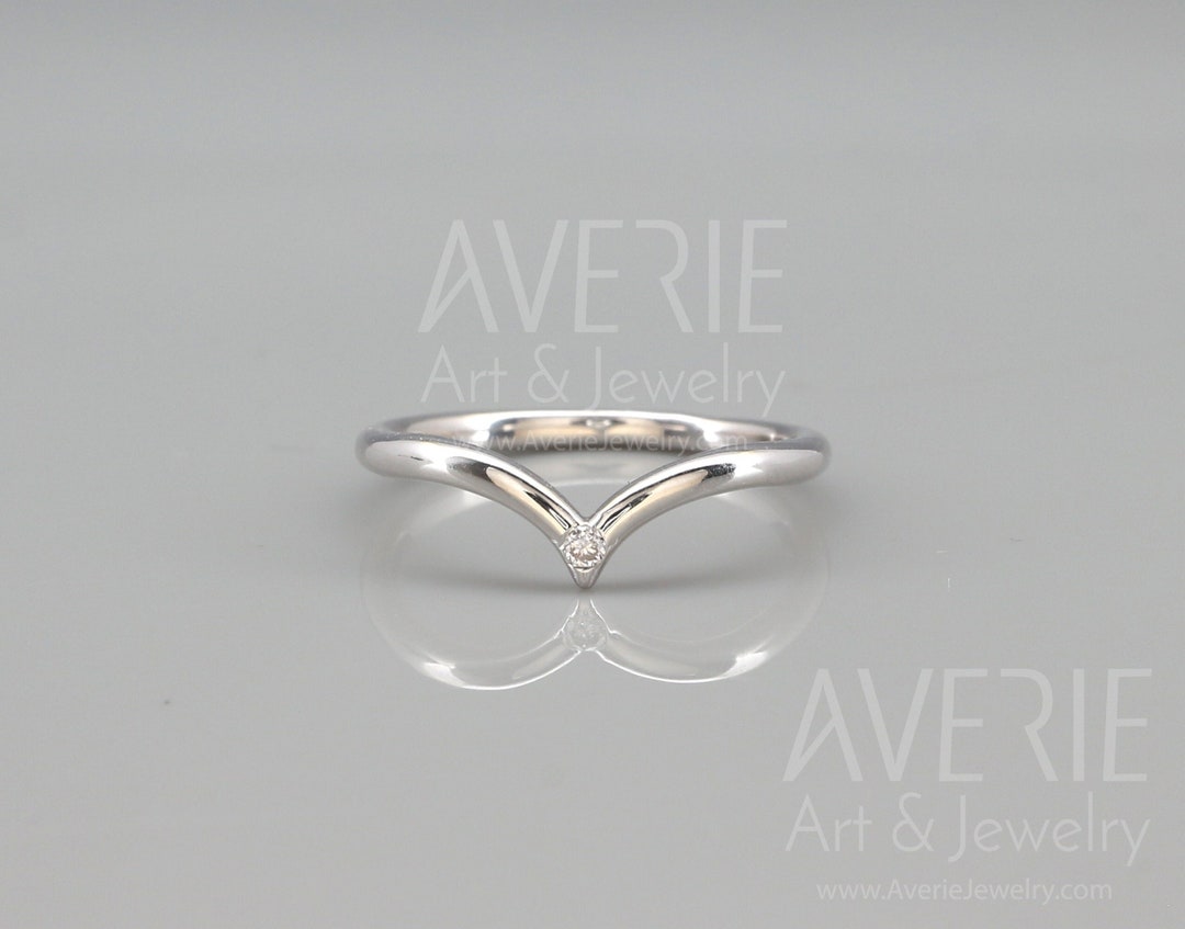 Diamond Wish Bone Wedding Ring | 14k White Gold Wish Bone Wedding Ring ...