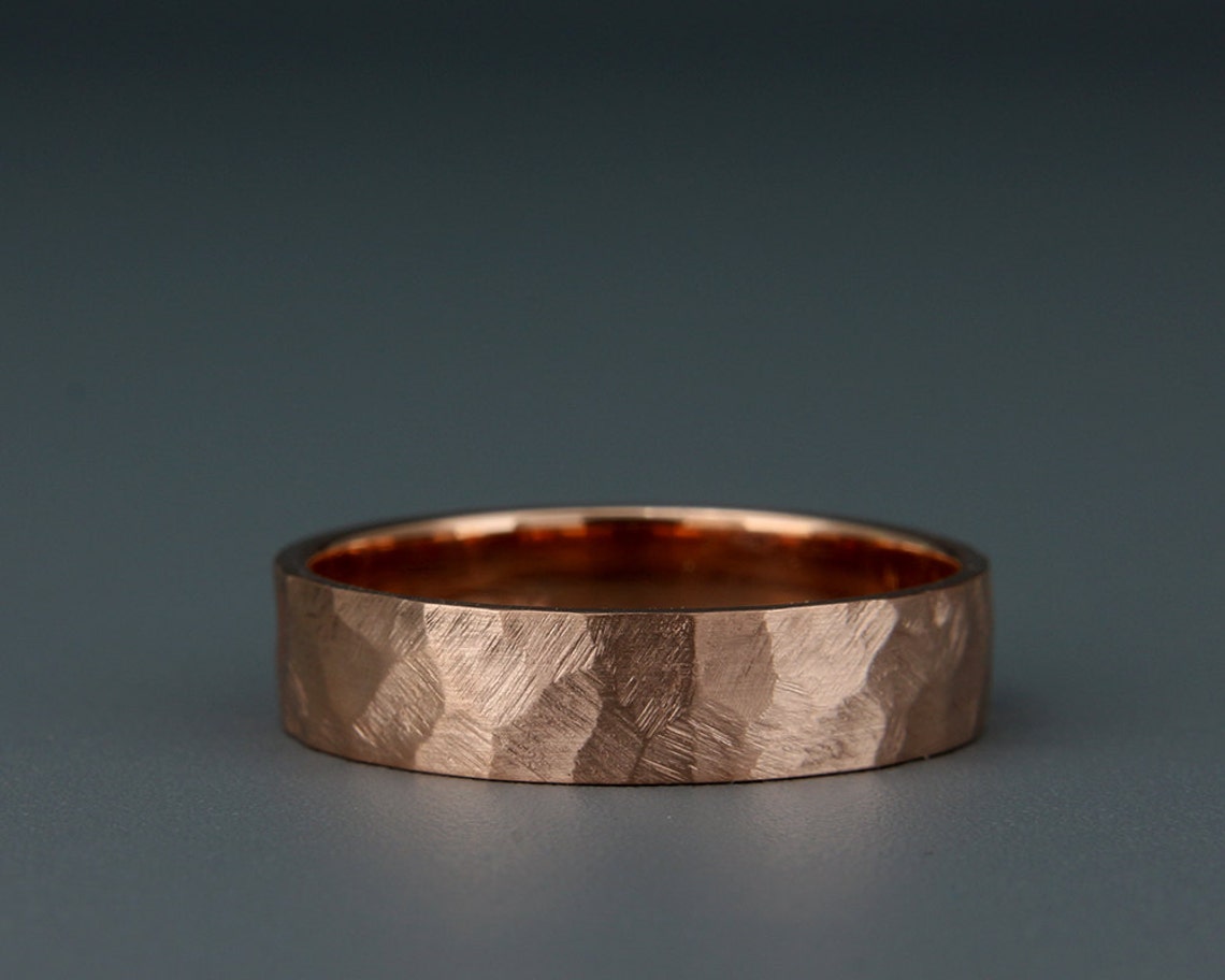14K Rose Gold Men's Wedding Ring Handmade Solid 14k Rose - Etsy