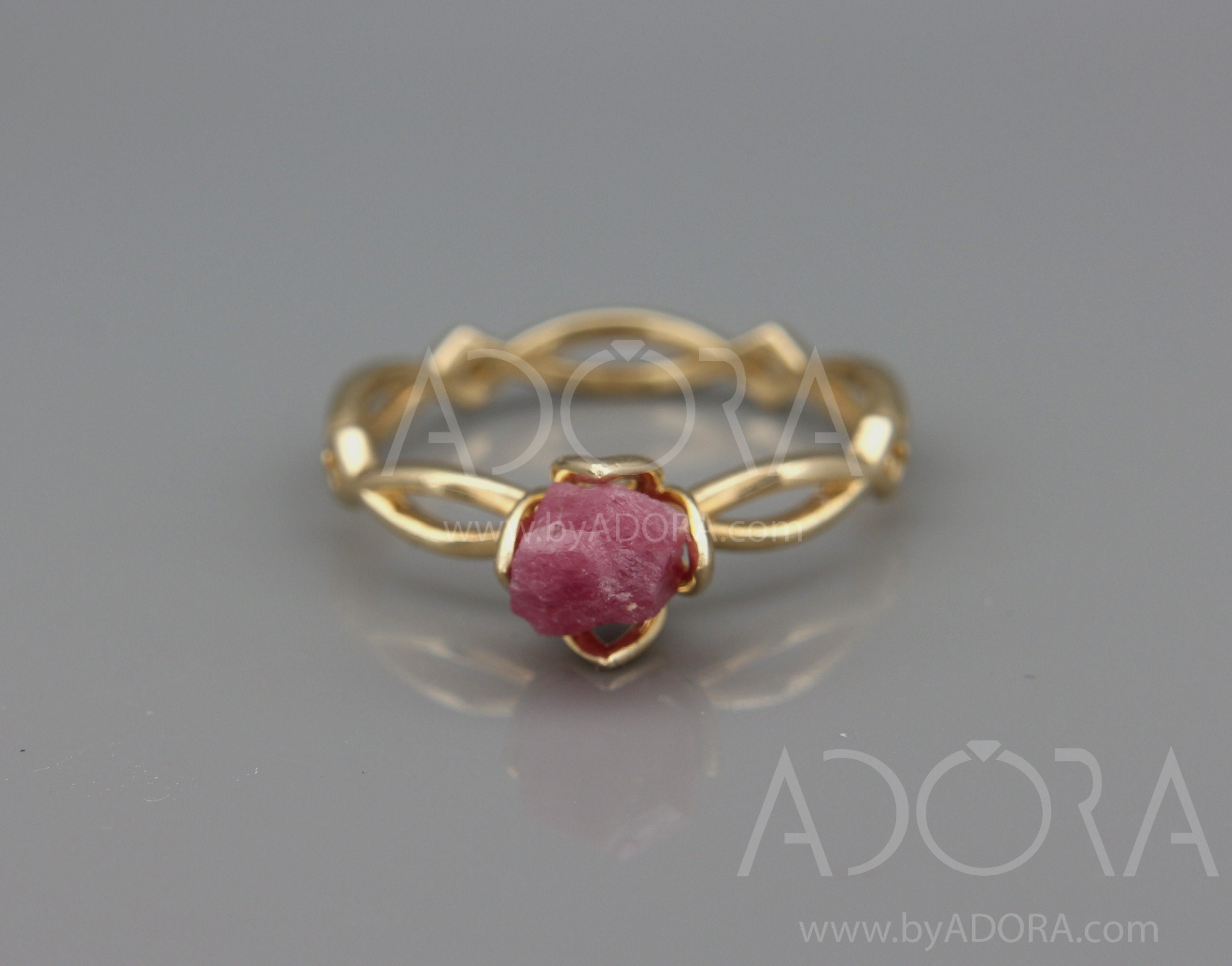 Natural Raw Ruby Engagement Ring | 14k Gold Ring Set With Natural Rough ...