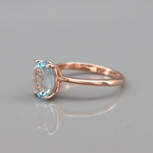14k Rose Gold Aquamarine Ring | Rose Gold Aquamarine Solitaire Ring ...
