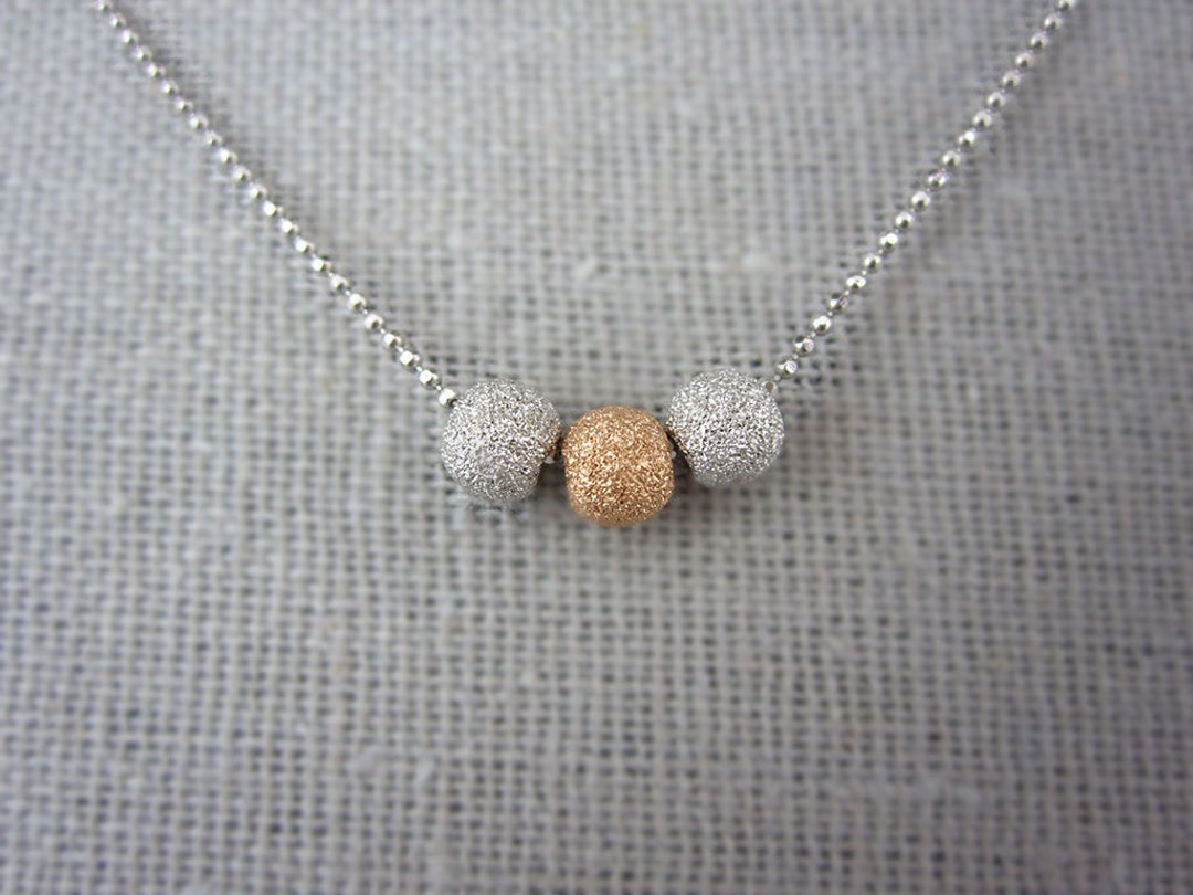 Solid 14K White & Rose Gold Necklace | Solid White and Rose Gold 3mm ...