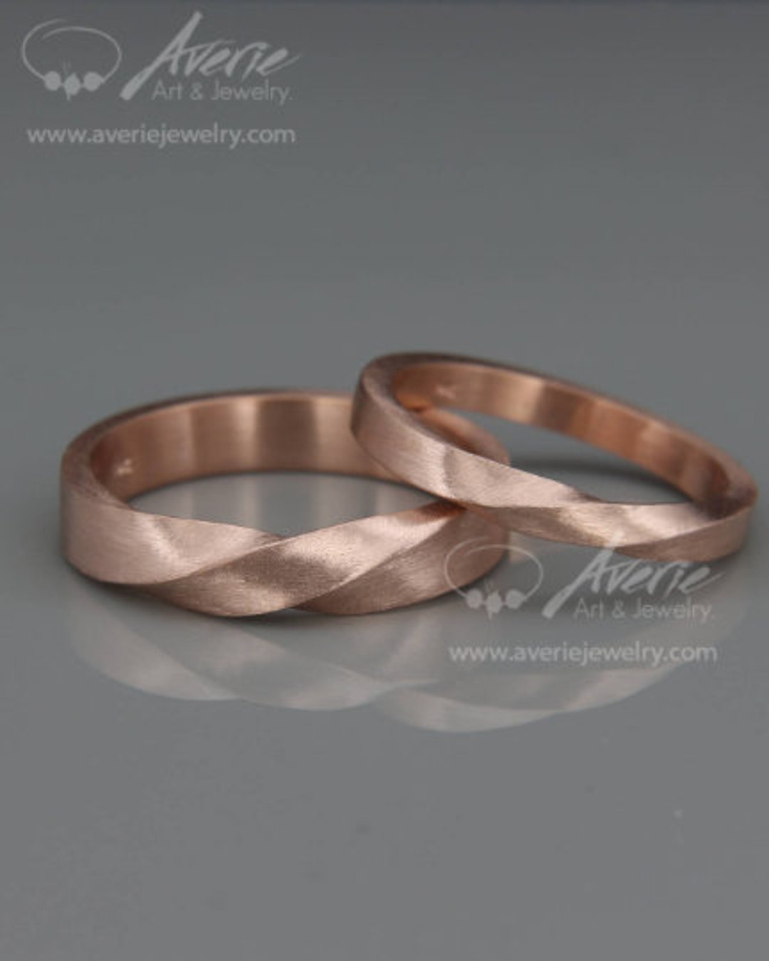 14k Rose Gold Mobius Wedding Band Set His and Hers Mobius Ring Set Made ...