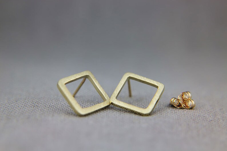 Square Gold Earrings Classic Square Modern Earrings | Etsy