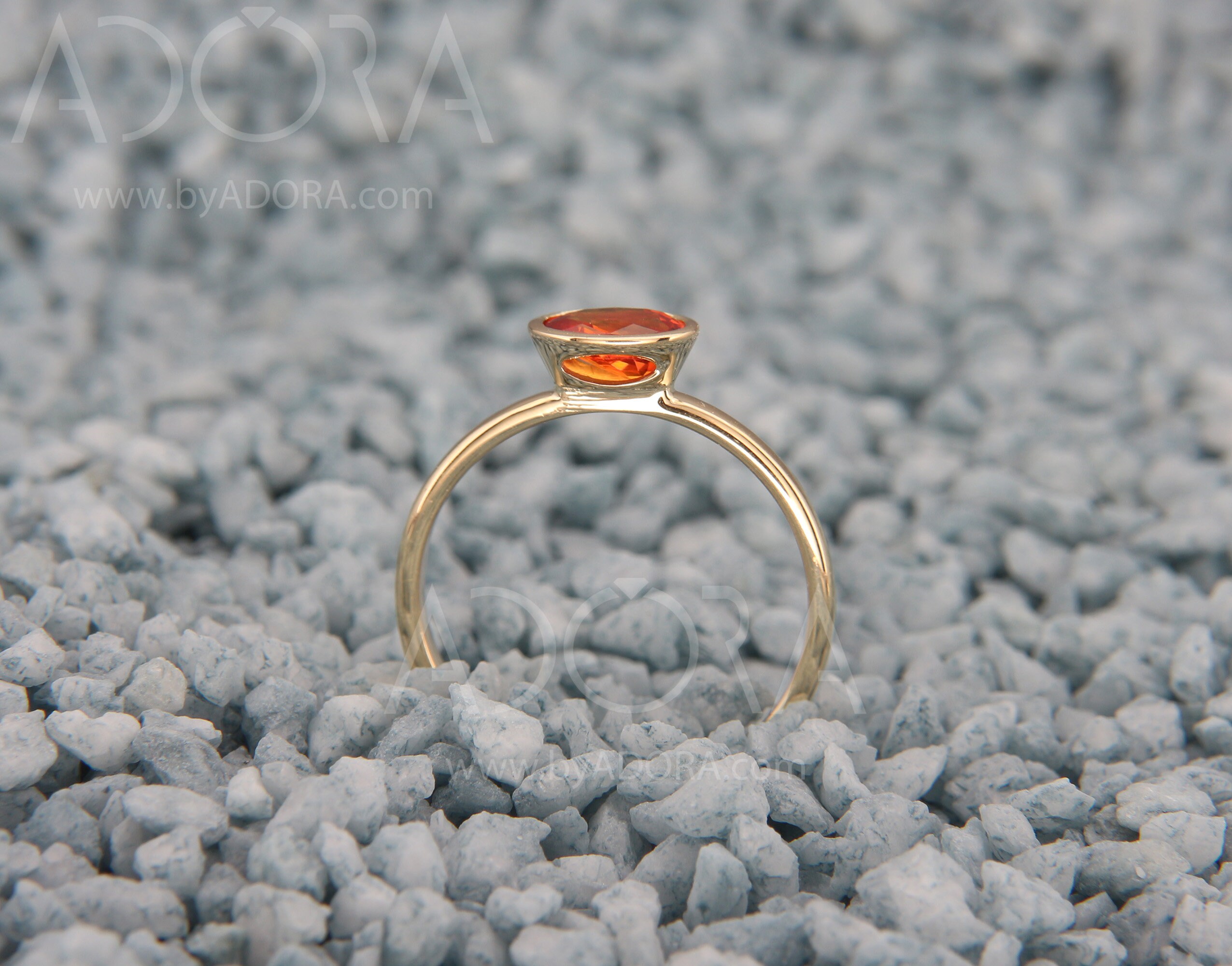Gold Ring Set With Natural Orange Sapphire |handmade Solid 14k Gold ...