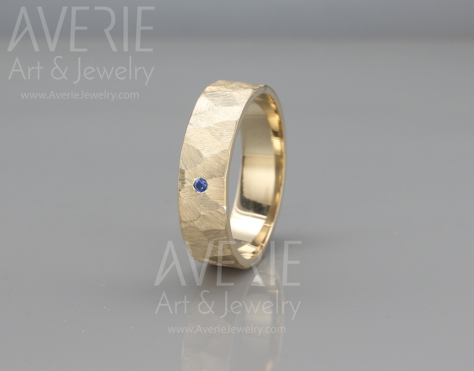 Blue Sapphire Men Wedding Band | 14k Solid Gold Man Textured Wedding ...
