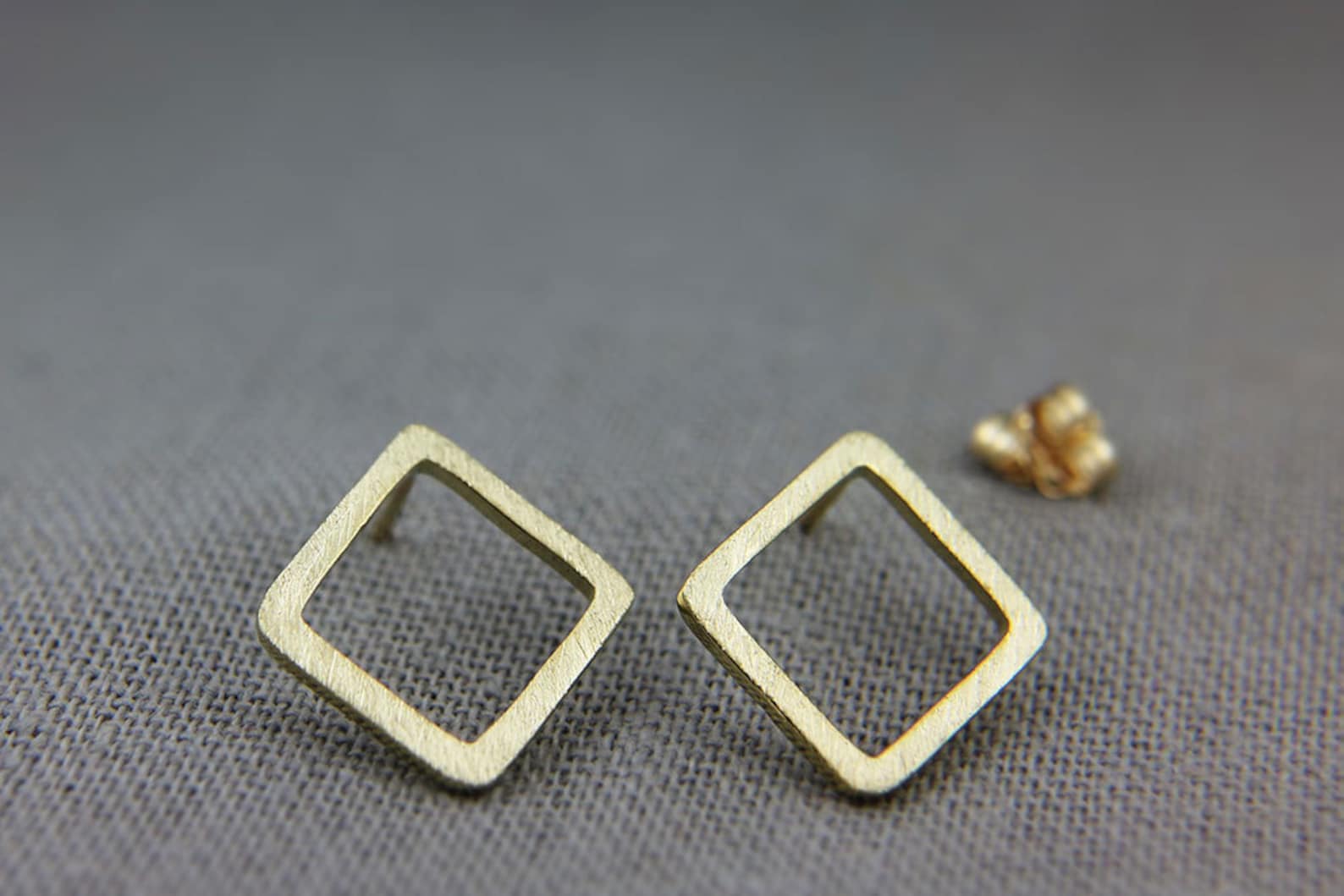 Square Gold Earrings Classic Square Modern Earrings | Etsy