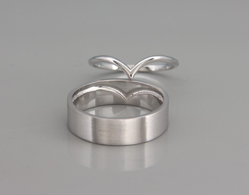 14K White Gold Wish Bone Wedding Rings Set | 14k White Gold Wish Bone ...