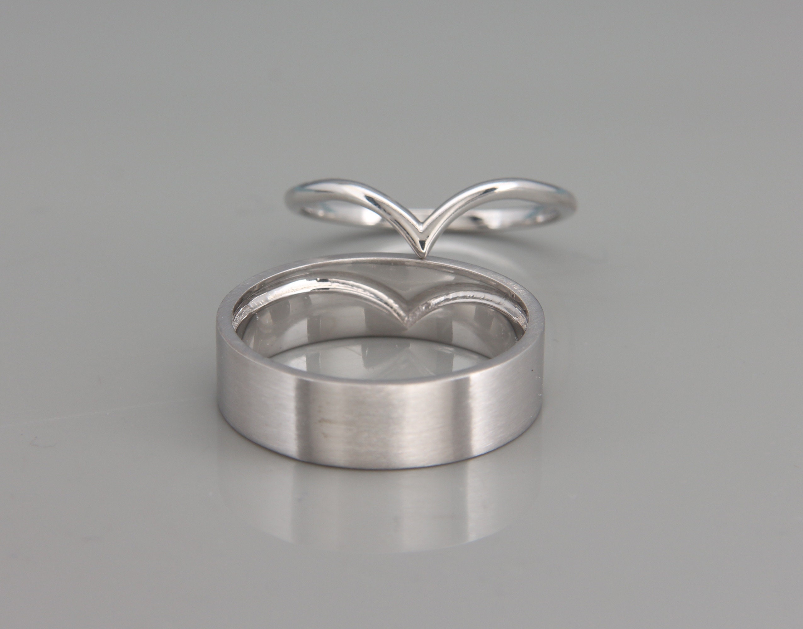 14K White Gold Wish Bone Wedding Rings Set | 14k White Gold Wish Bone ...