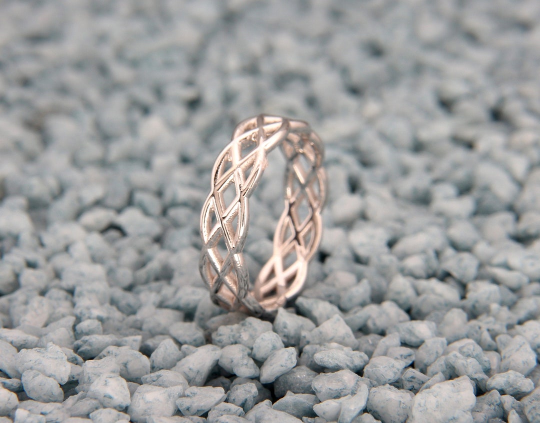 14K White Gold Celtic Wedding Ring | Handmade Solid 14k White Gold ...