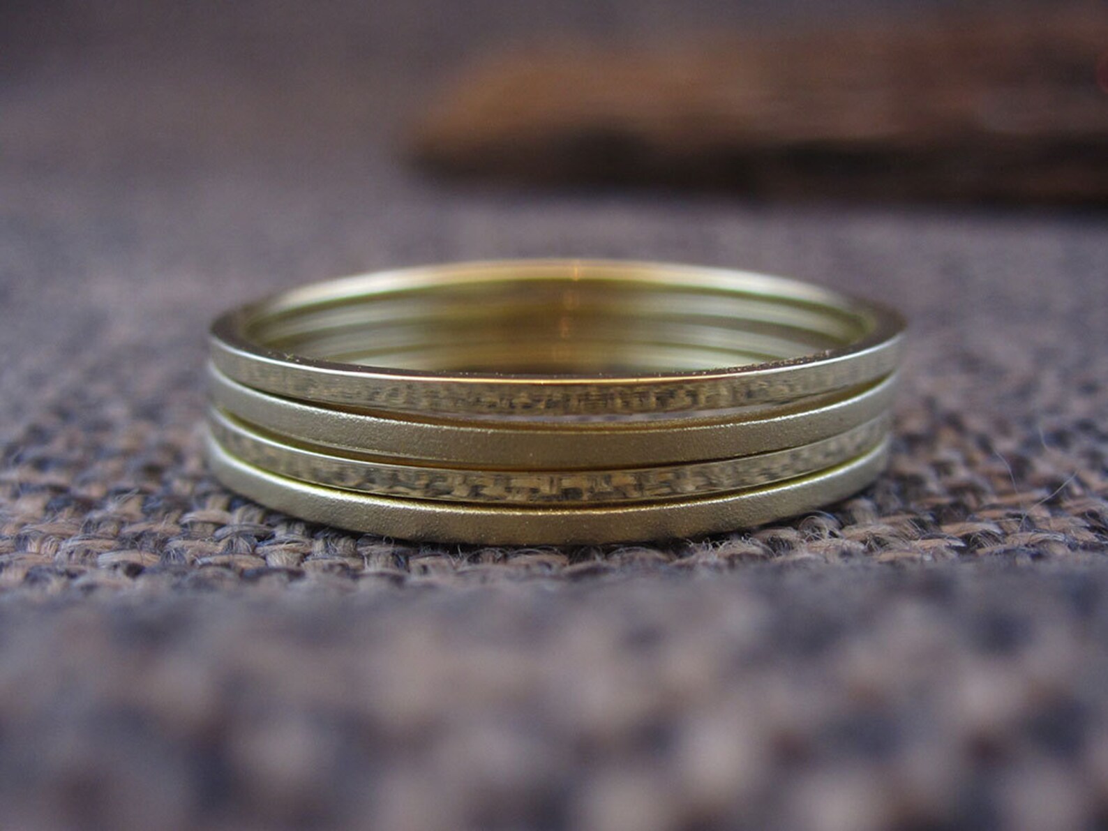 Solid 14K Gold Stacking Rings Set of 4 Handmade Stacking - Etsy