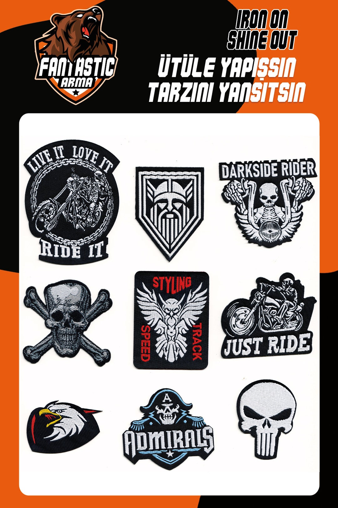 Biker Patches for Motorcycle Riders, Skull Biker Badges, Sewing ...