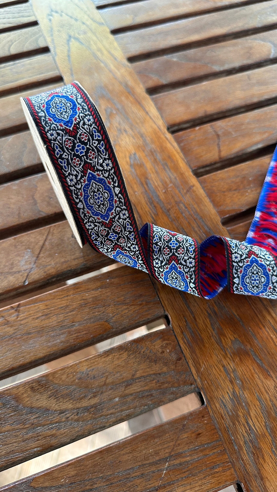 Medieval Inspired Blue Jacquard Ribbon Trim (1.37 Inches), Upholstery ...