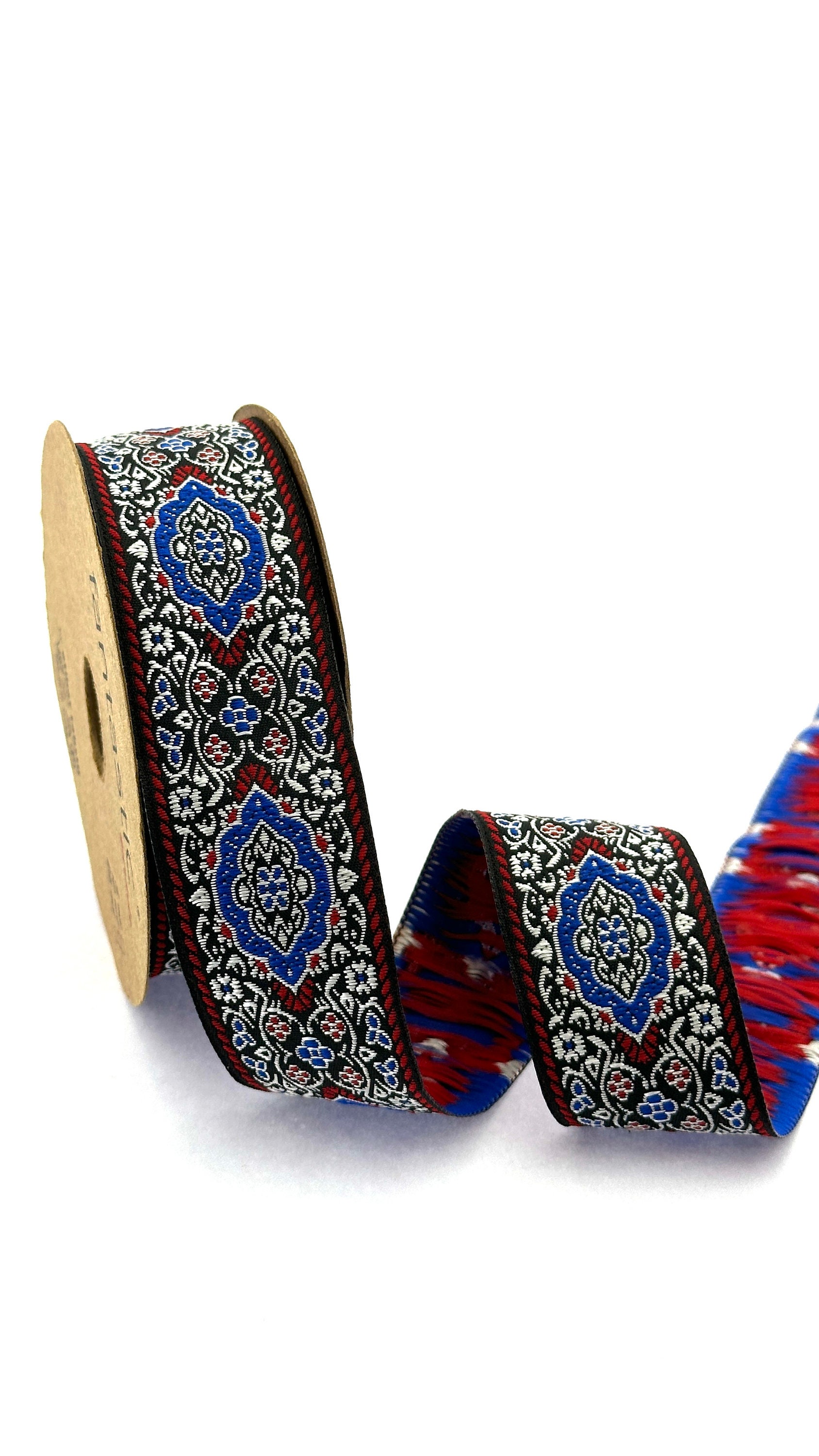 Medieval Inspired Blue Jacquard Ribbon Trim (1.37 Inches), Upholstery ...