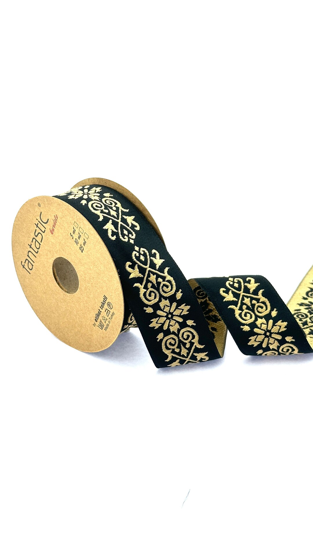 Black and Gold Jacquard Ribbon for DIY Clothing, Sewing and Home Decor ...