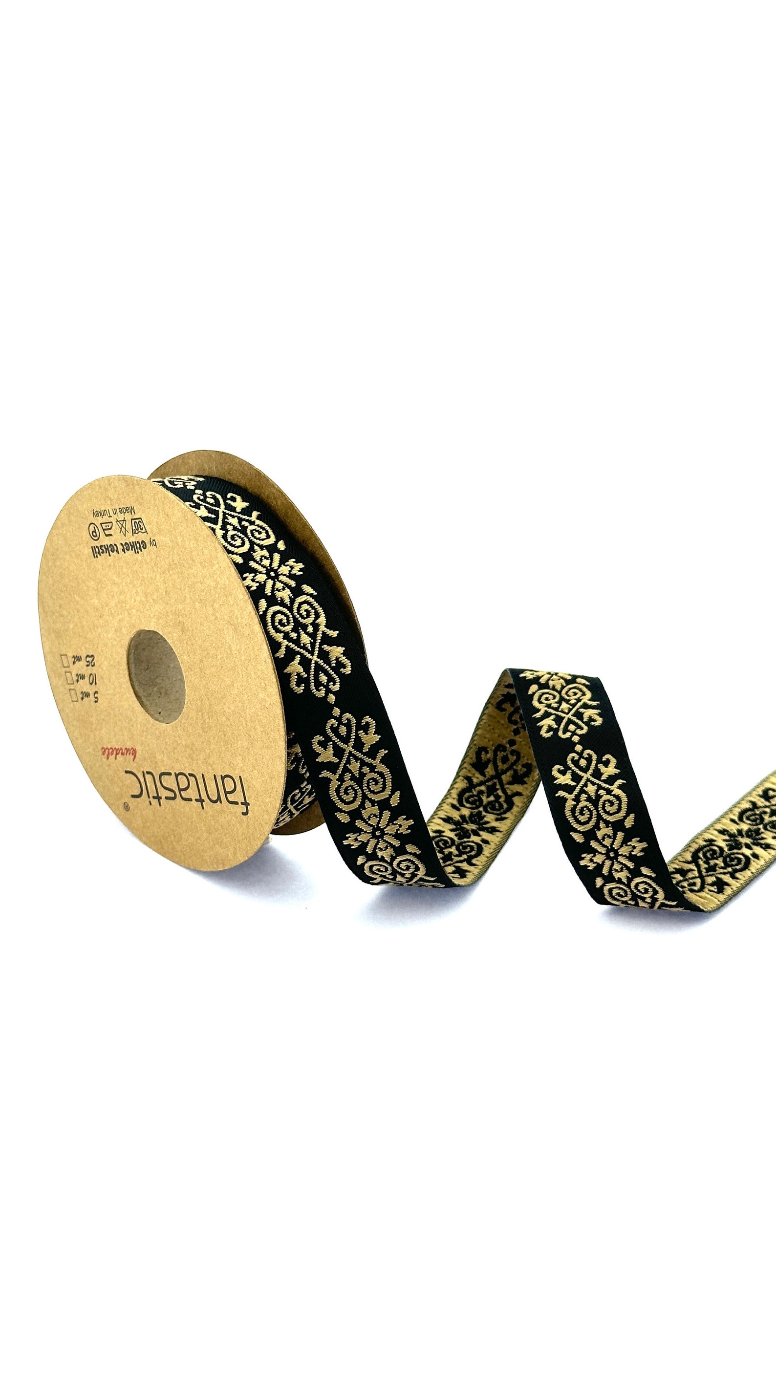 Black and Gold Jacquard Ribbon for DIY Clothing, Sewing and Home Decor ...