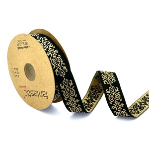 Black and Gold Jacquard Ribbon for DIY Clothing, Sewing and Home Decor ...
