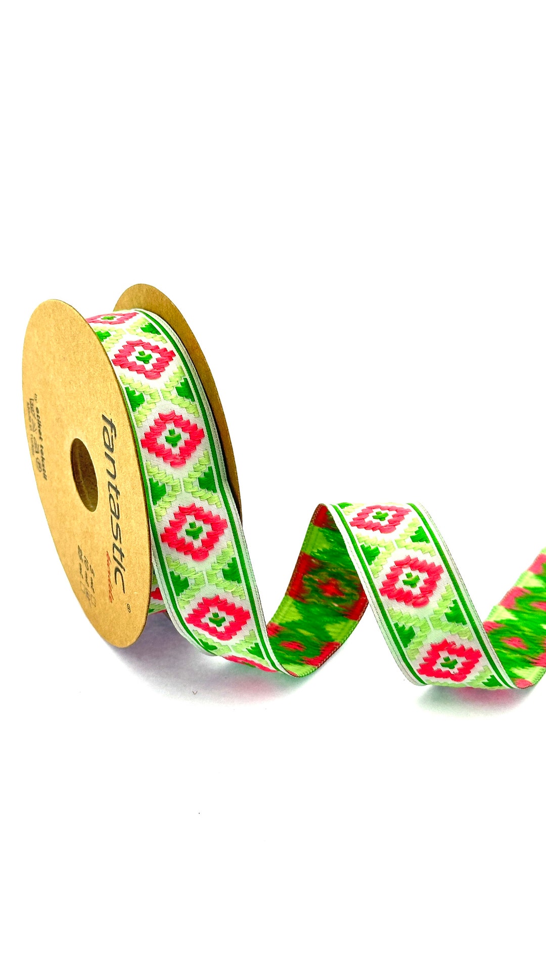 Green & Pink Jacquard Ribbon Trim: Southwestern Fabric, 25mm - Etsy